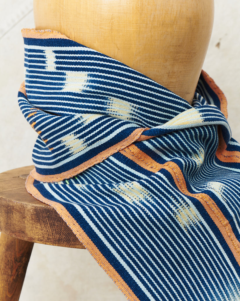 African Indigo Baulé Ikat Textile Scarf No. 24 – Second Sunrise
