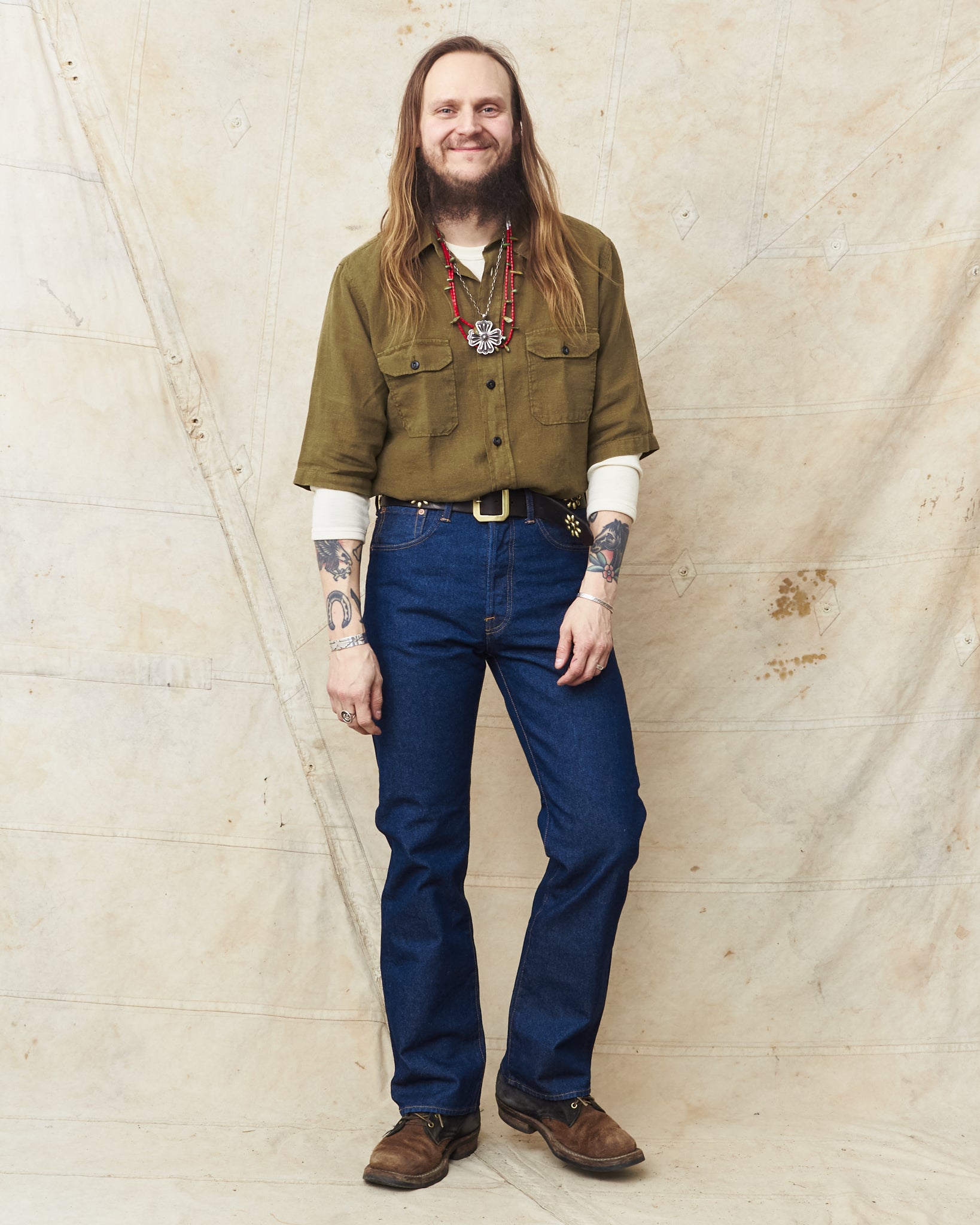 Indigofera Delray Shirt Linen Canvas Military Olive – Second Sunrise
