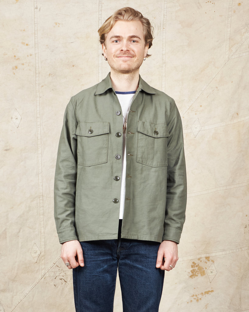 Buzz Rickson's US Army Utility Cotton Sateen Shirt OG-107 Olive BR2860 ...
