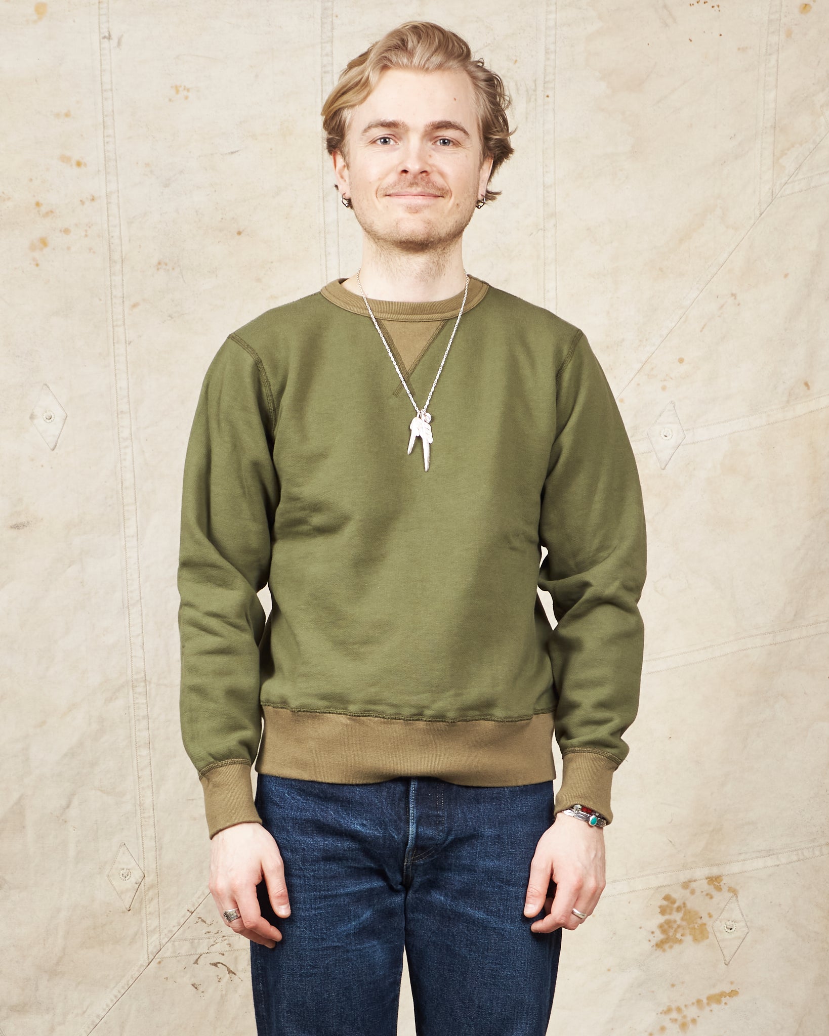 Buzz Rickson's Loopwheel Sweatshirt 4-Needle Olive BR65622 – Second Sunrise